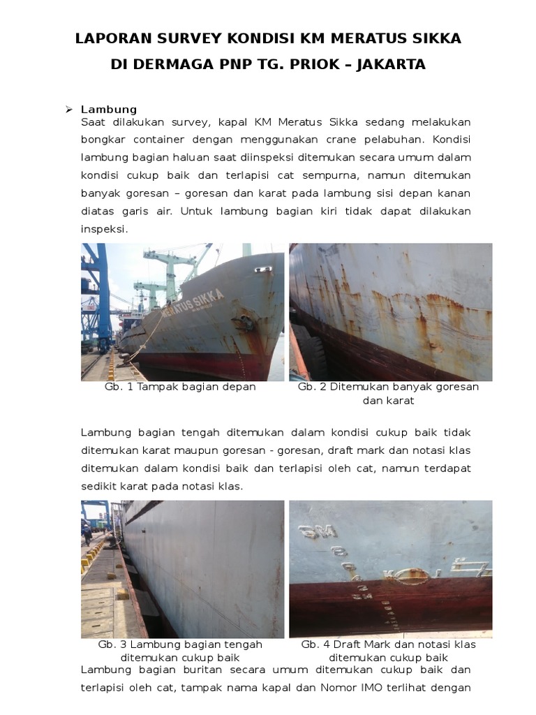 Laporan Survey Kondisi KM Meratus Sikka | PDF