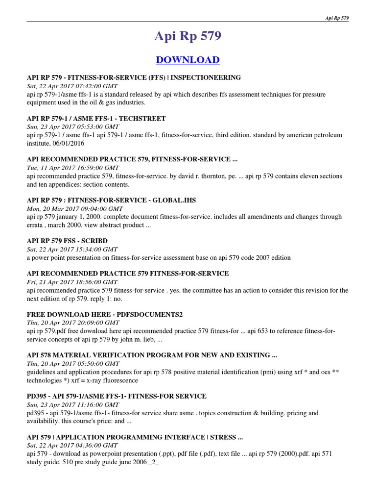 Api RP 579 | PDF | Application Programming Interface | Intellectual Works