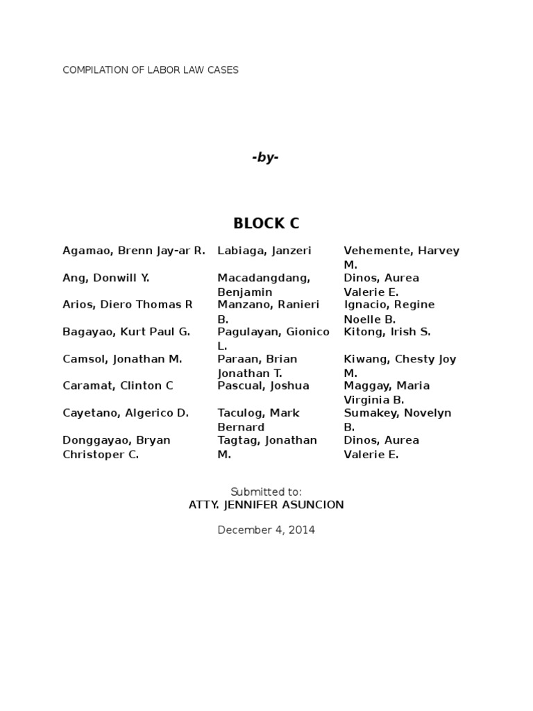 LABOR CASES COMPILaTION | Download Free PDF | Overtime | Employment