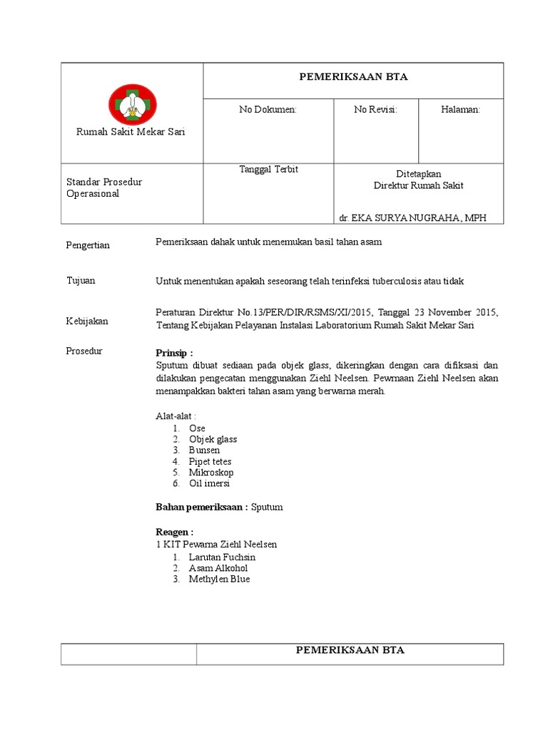 Pemeriksaan BTA | PDF