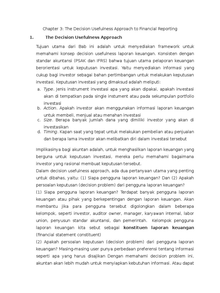 Chapter 3 The Decision Usefulness Approach To Financial Reporting | PDF