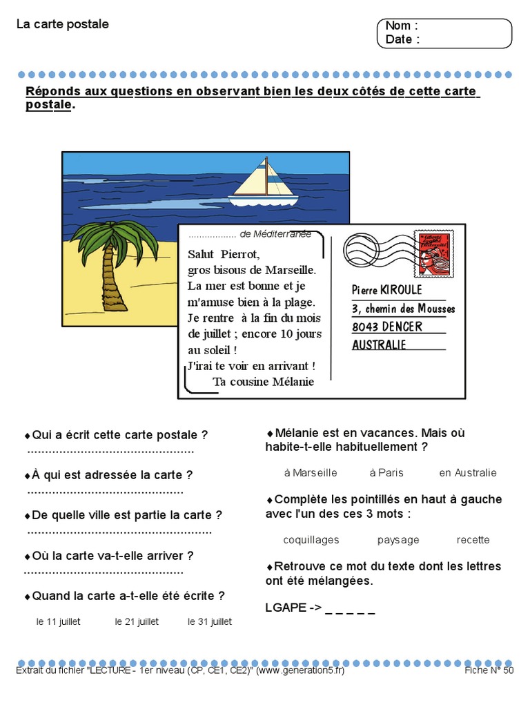 Carte Postale PDF | PDF