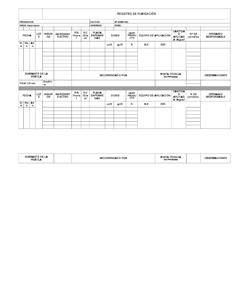 Registro de Fumigación | PDF