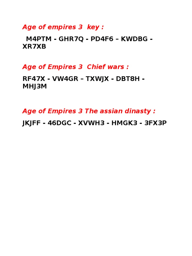 M4Ptm - Ghr7Q - Pd4F6 - KWDBG - Xr7Xb: Age of Empires 3 Key | PDF ...