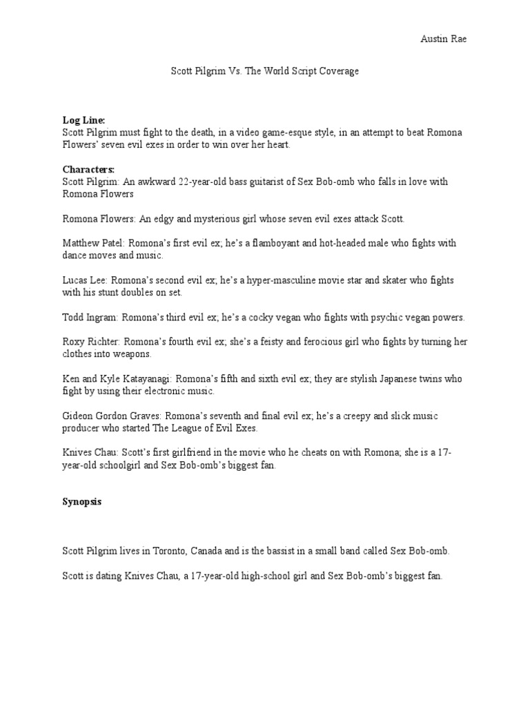 Scott Pilgrim Script Coverage Summary | PDF | Leisure