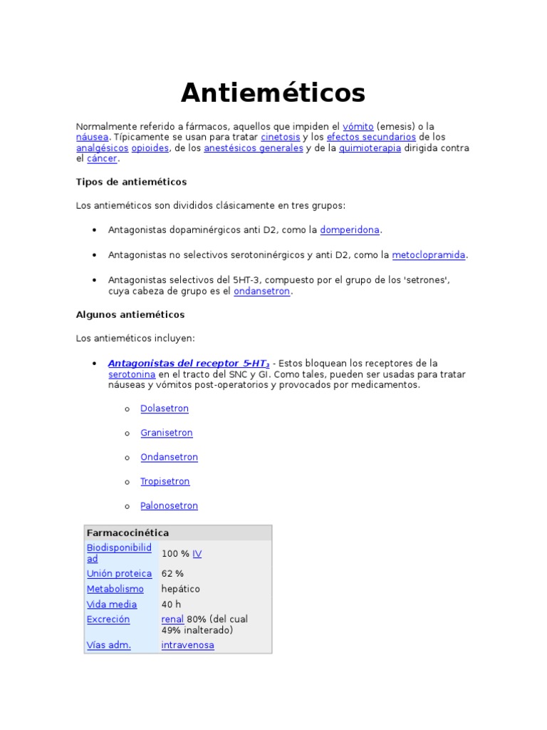 Guía Completa sobre Antieméticos | PDF | Ciencias farmacéuticas | Drogas