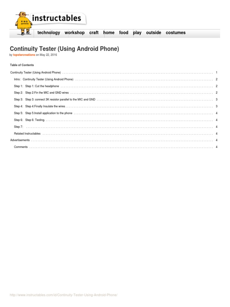 Continuity Tester Using Android Phone | PDF | Series And Parallel ...
