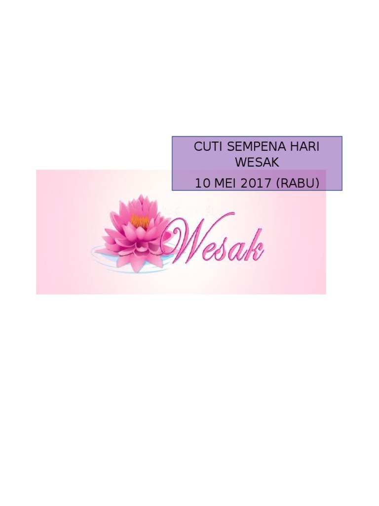 Cuti Sempena Hari Wesak 10 MEI 2017 (RABU) | PDF
