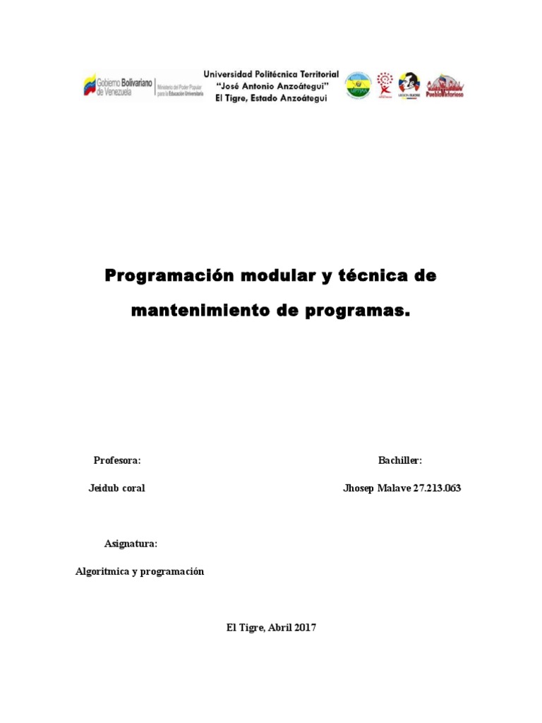 Programación Modular y Técnica de Mantenimiento de Programas | Descargar gratis PDF | Programa ...