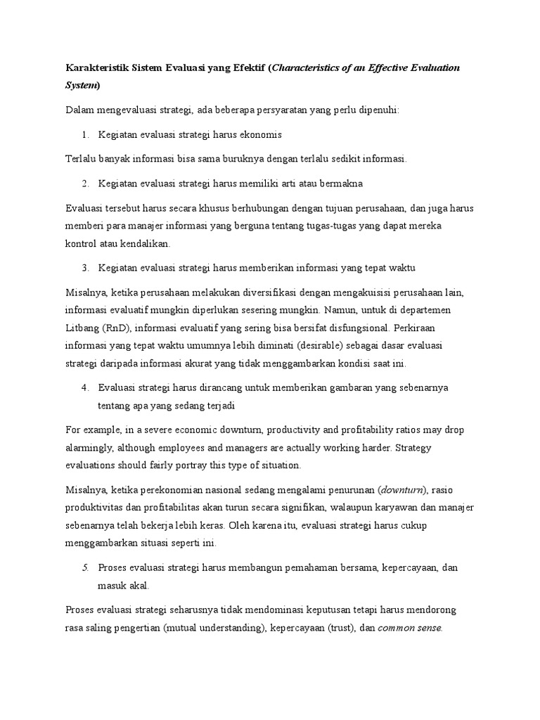 Characteristics of An Effective Evaluation System | PDF