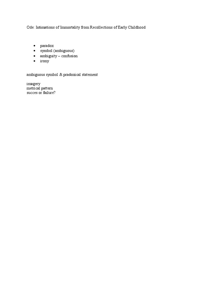 Ode: Intimations of Immortality From Recollections of Early Childhood ...