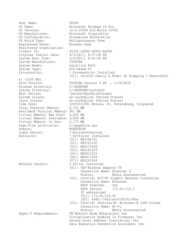 Sys Info | PDF | Microsoft Windows | Computer Architecture
