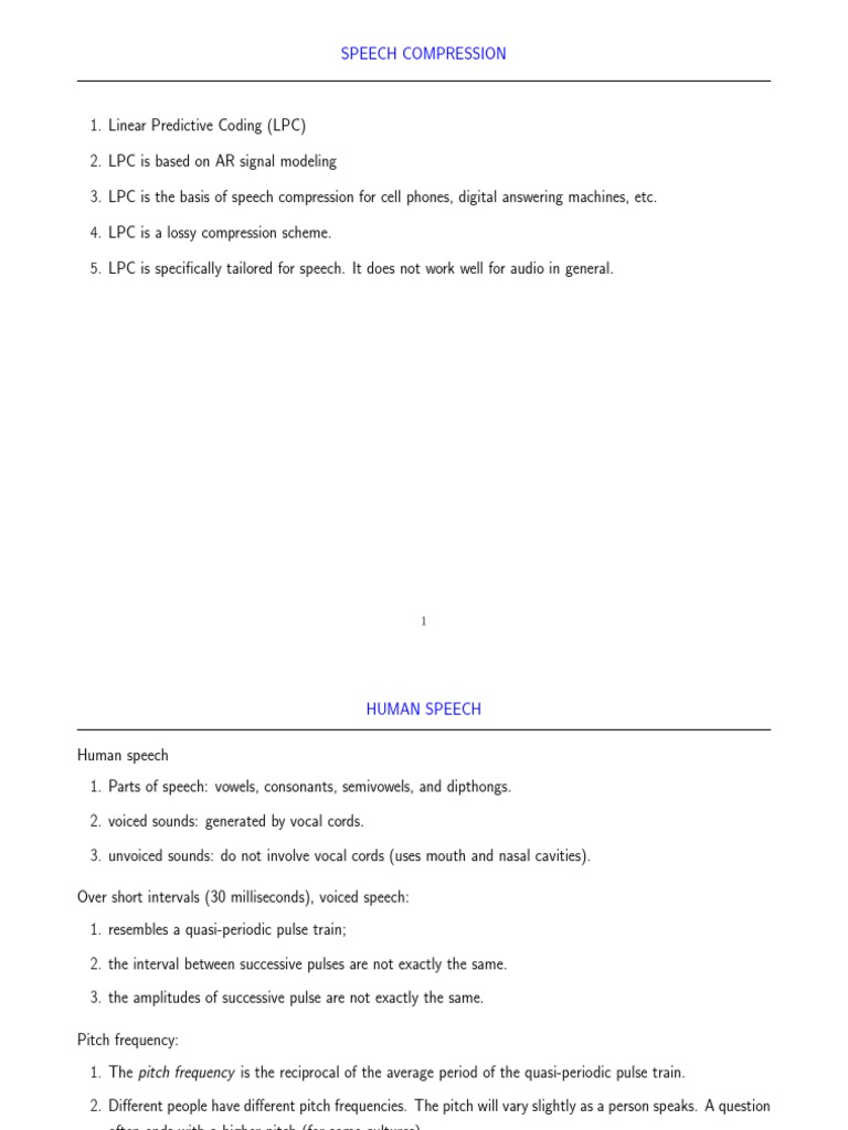 Speech Compression | PDF | Data Compression | Autoregressive Model