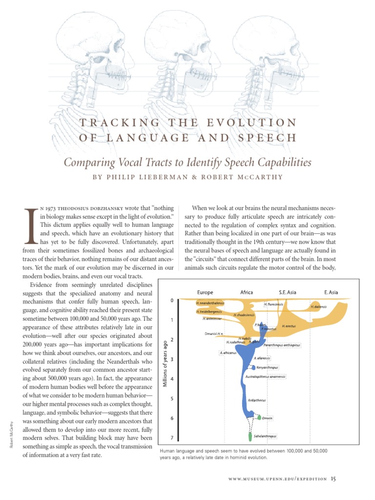 Evolution of Human Speech and Language | PDF | Larynx | Neanderthal