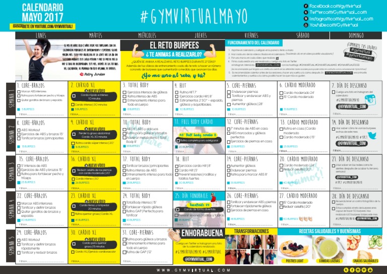 Calendario Mayo GymVirtual | PDF