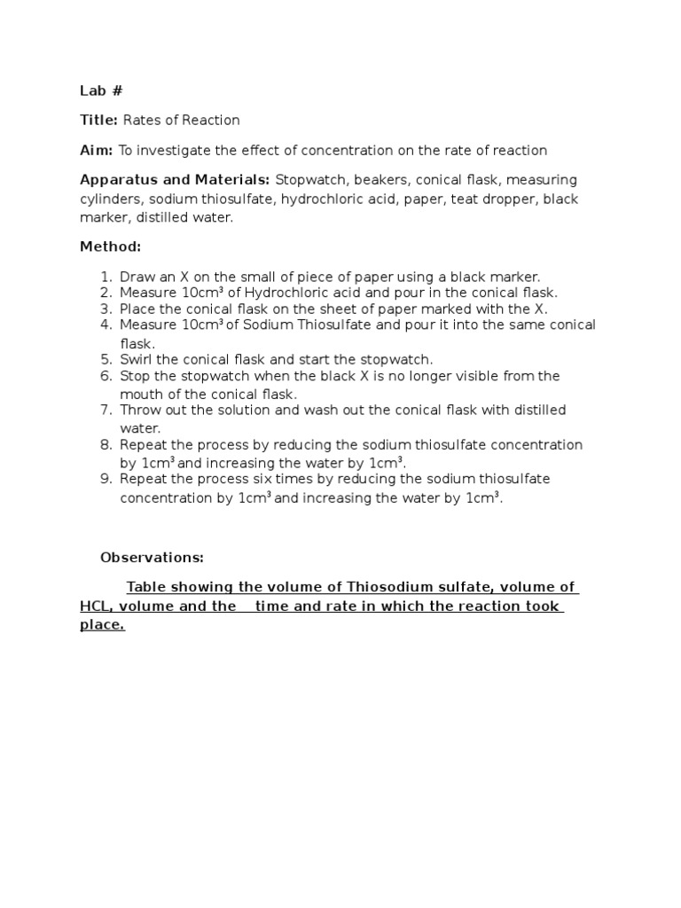 Effect of Concentration on Reaction Rate | PDF | Reaction Rate ...