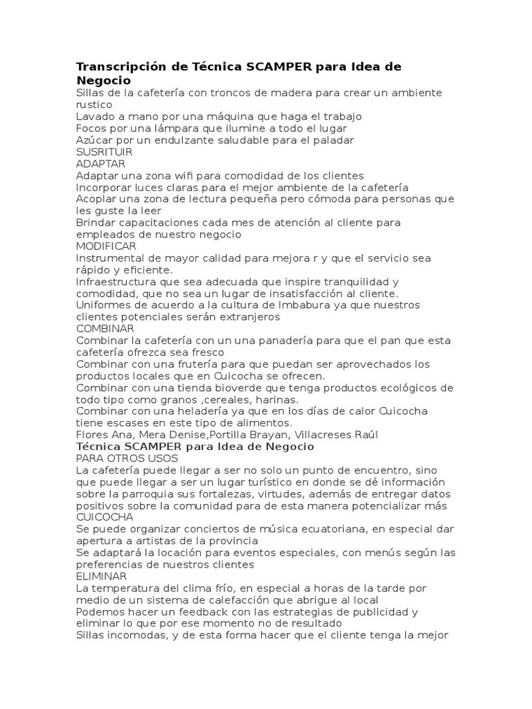 Ejemplo Scamper | PDF | Alimentos | Naturaleza