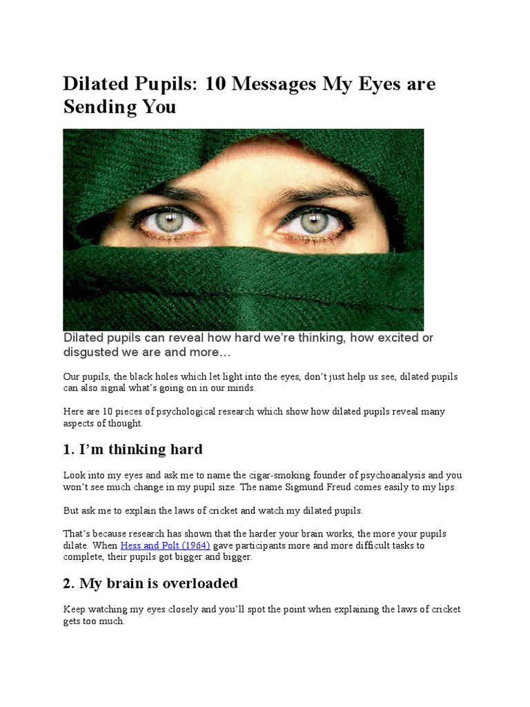 The Messages in My Eyes: How Dilated Pupils Reveal Thoughts, Emotions ...