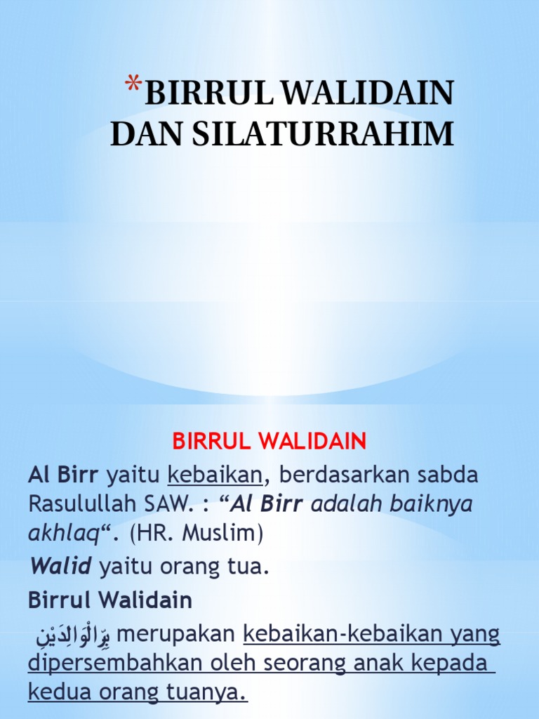Birrul Walidain Dan Silaturrahim | PDF