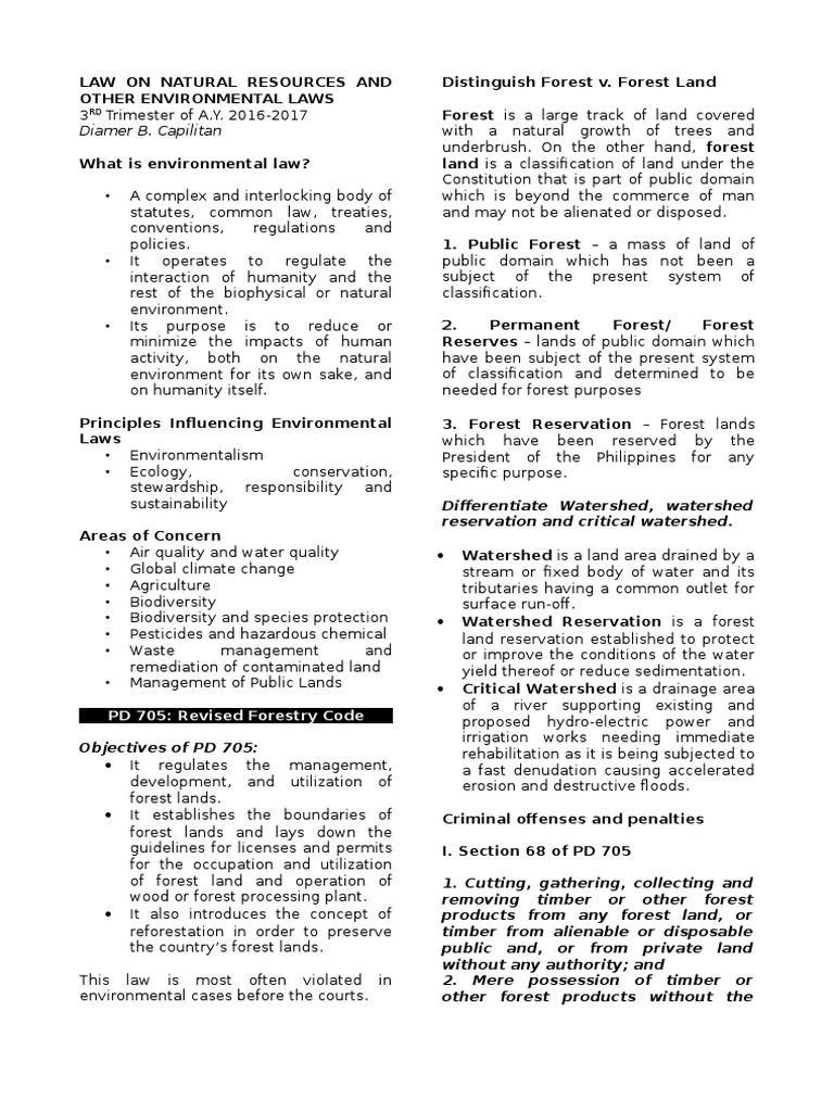 Law On Natural Resources and Other Environmental Laws | PDF | Municipal ...