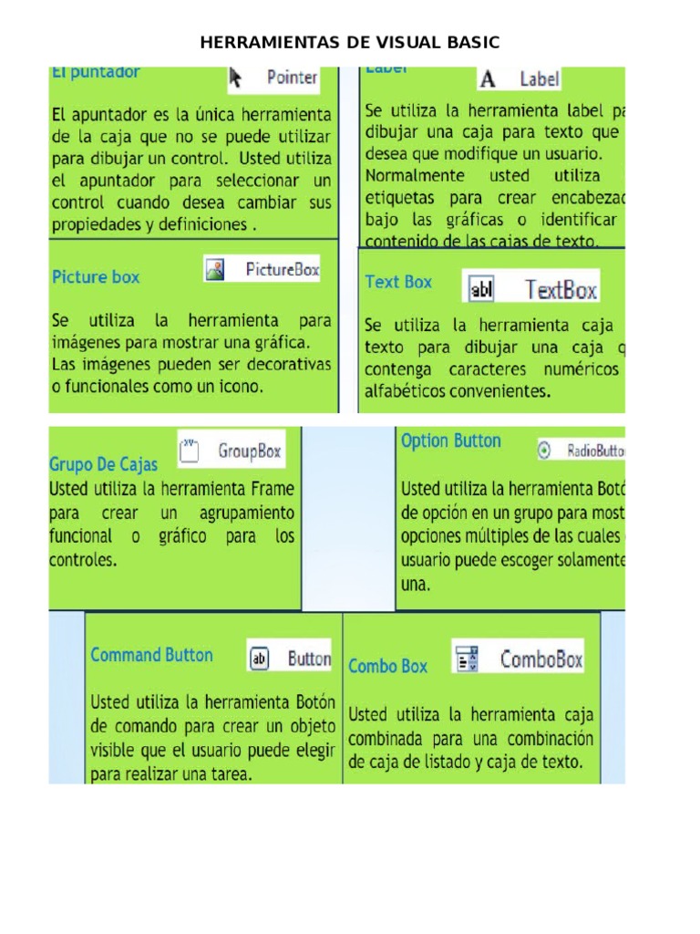 Herramientas de Visual Basic | PDF | Básico | Programa de computadora