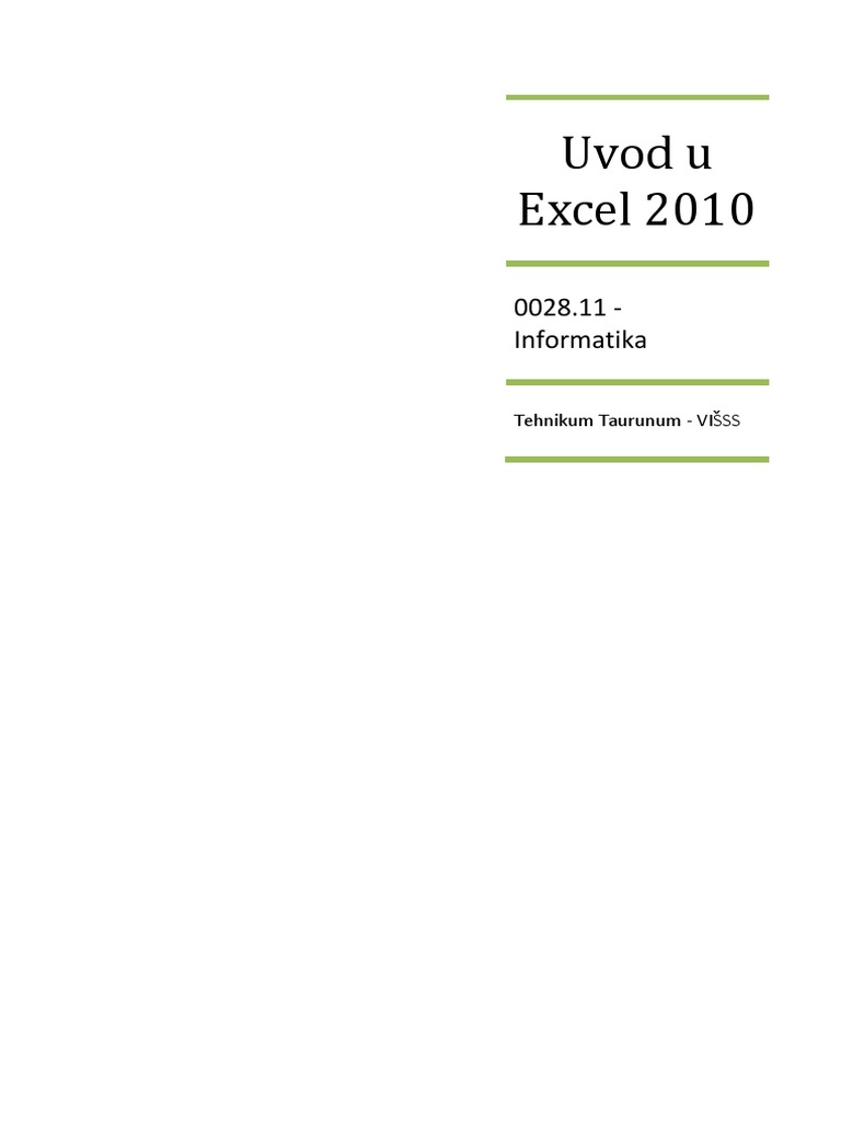 Uvod U Excel | PDF