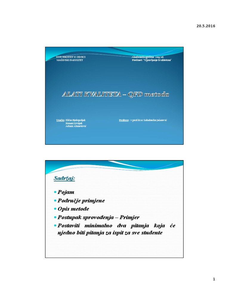 QFD Metoda PDF | PDF