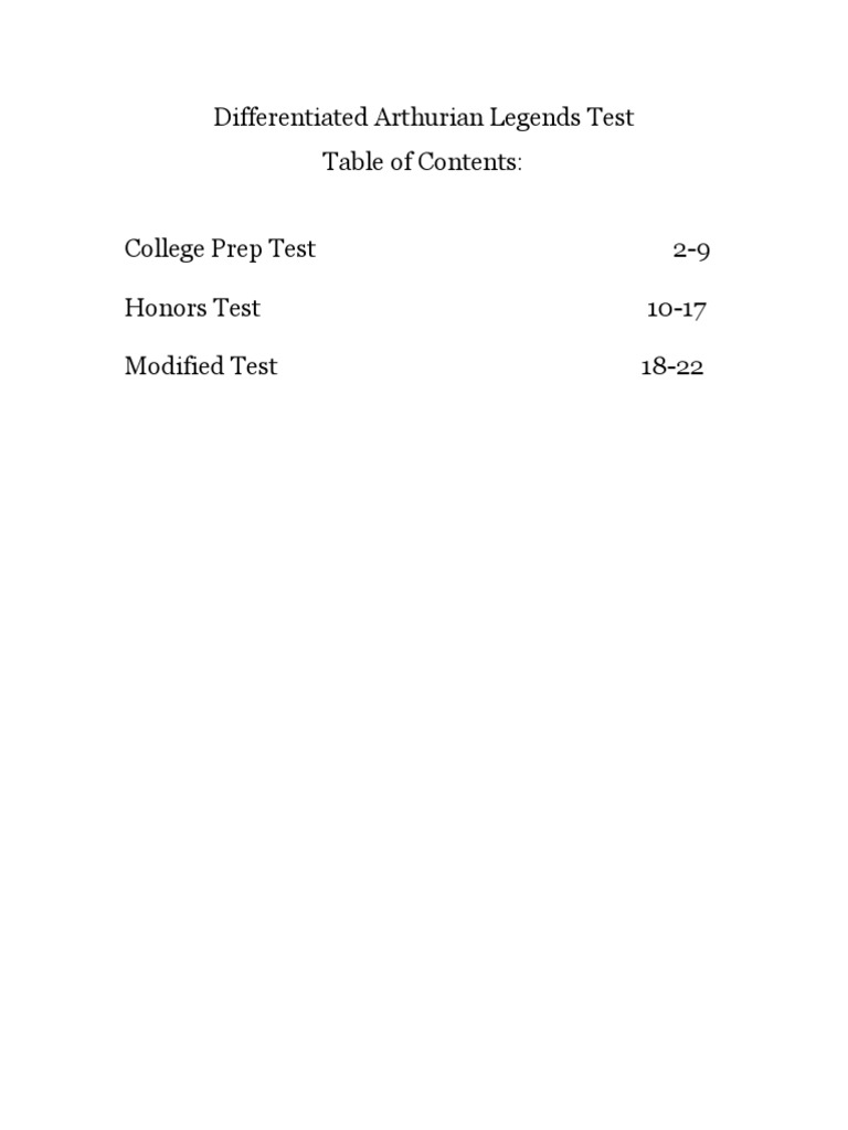 Arthurian Legends Unit Test | PDF | King Arthur | Merlin
