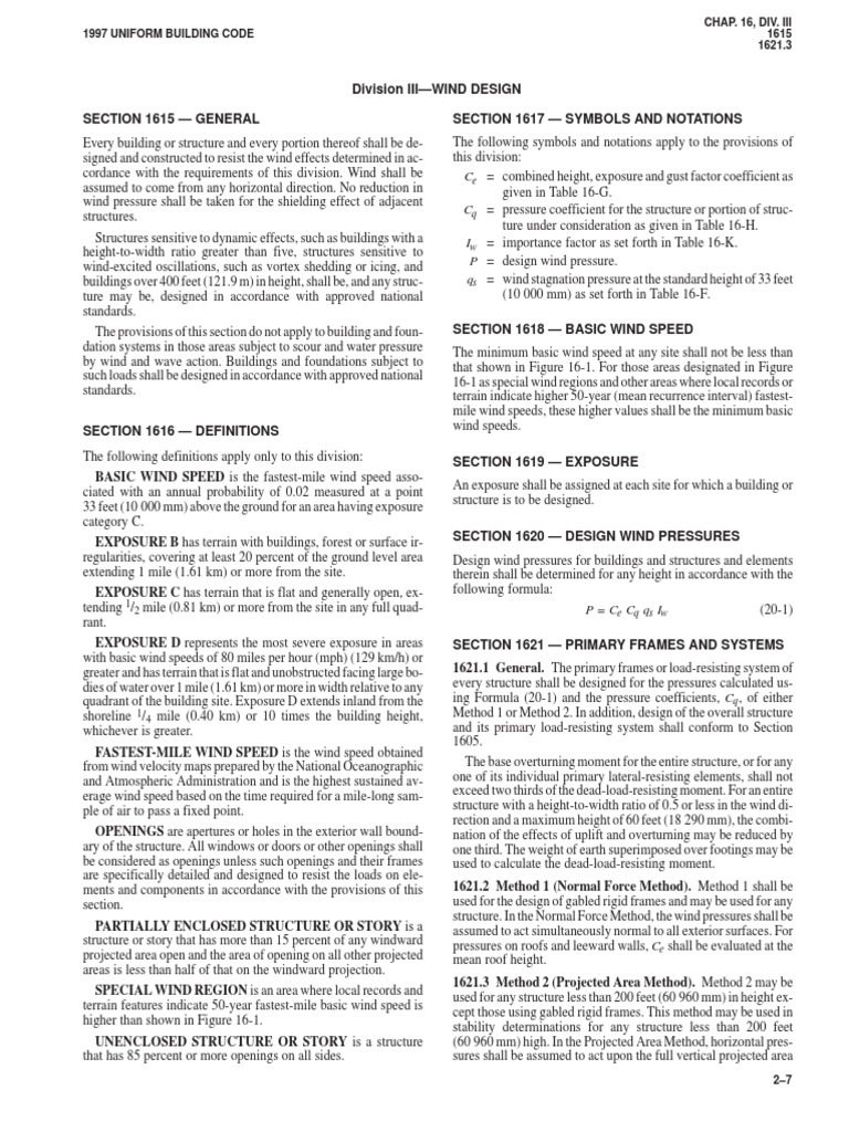 UBC 1997 Wind Design Guidelines | PDF | Framing (Construction) | Wound