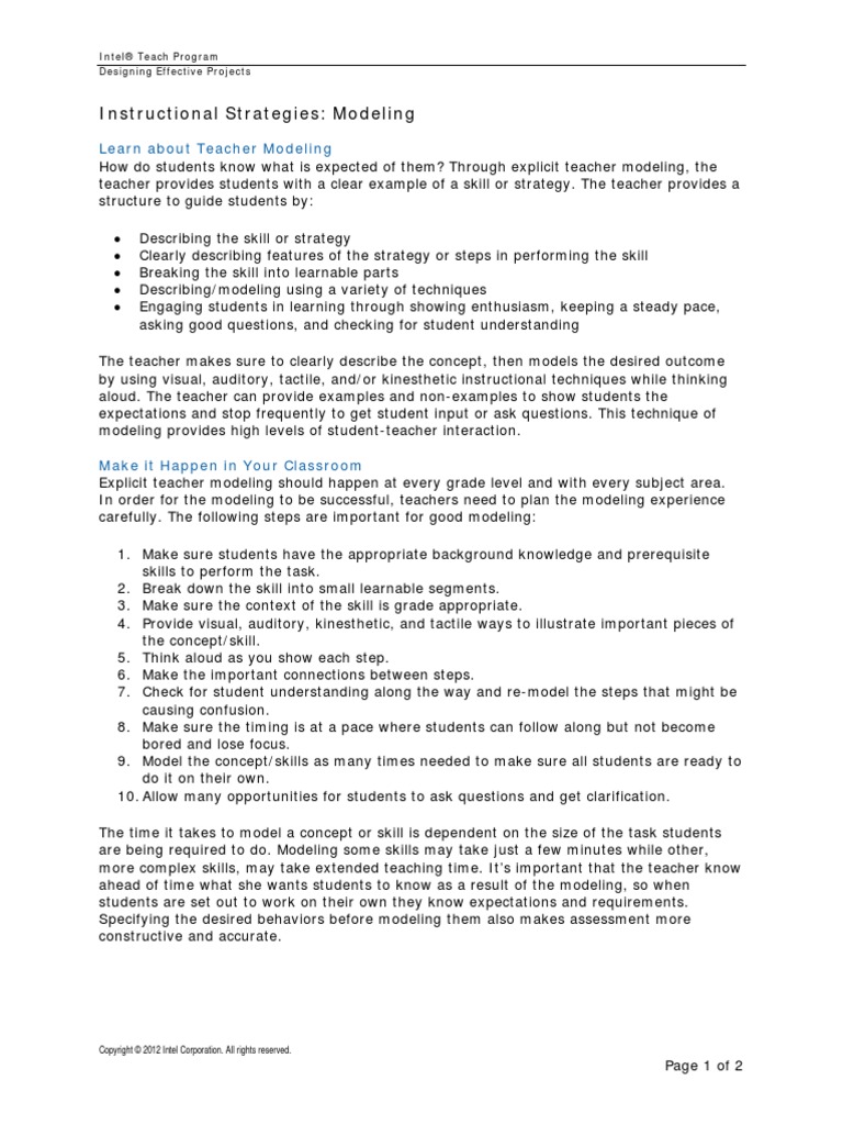 Instructional Strategies Modeling | PDF | Applied Psychology | Teachers