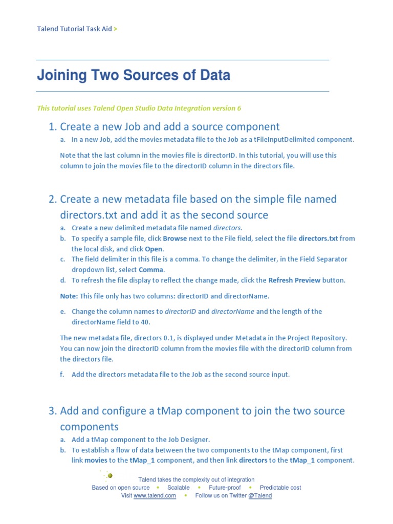 Talend Tutorial6 Joining Two Sources of Data | PDF | Metadata ...