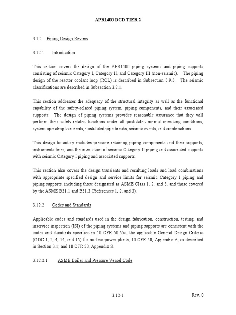Nuclear Ap1400 | PDF | Structural Load | Pipe (Fluid Conveyance)