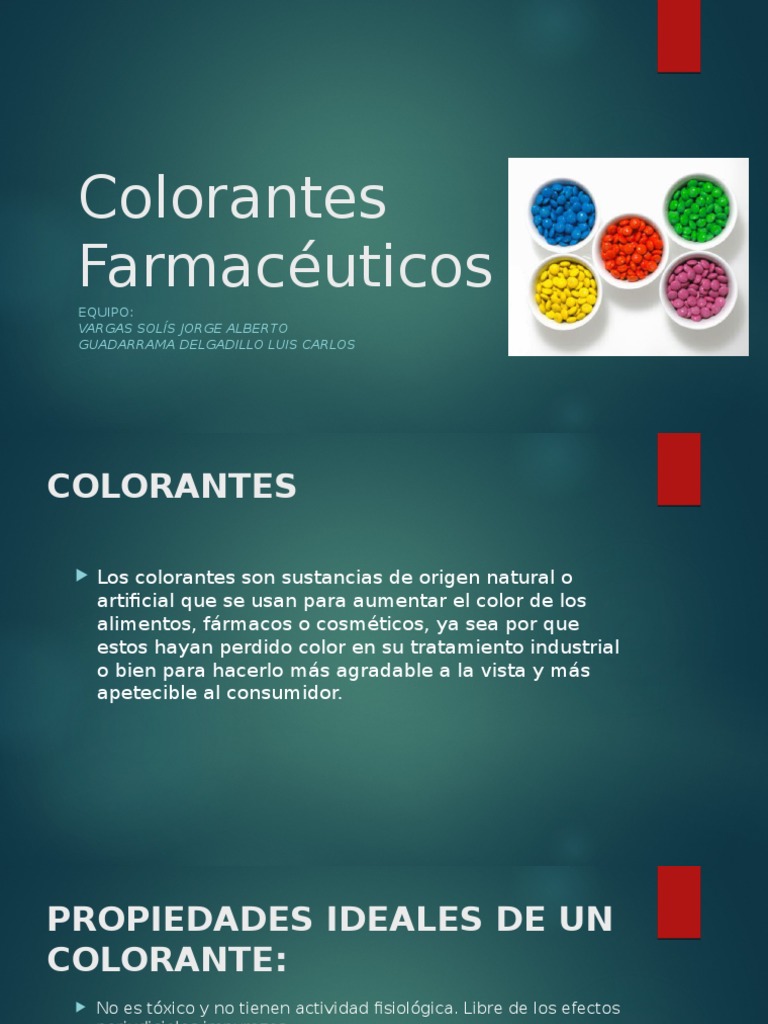 Colorantes Farmacéuticos | Medicamentos con receta | Sustancias químicas
