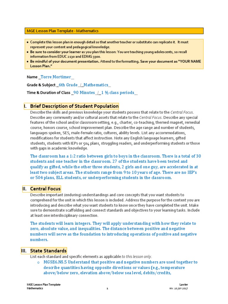 Math Lesson Plan Pdf Lesson Plan Educational Assessment