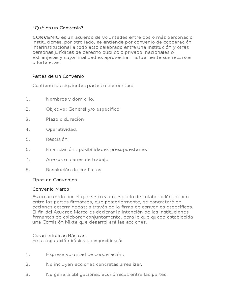 Qué Es Un Convenio | Cooperación | Institución