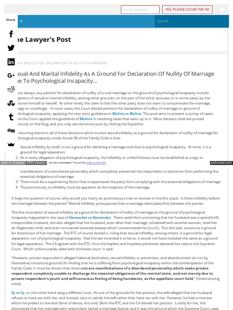 Nullity of Marriage | PDF | Infidelity | Marriage