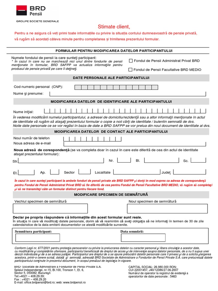 Formular Pentru Modificarea Datelor | PDF