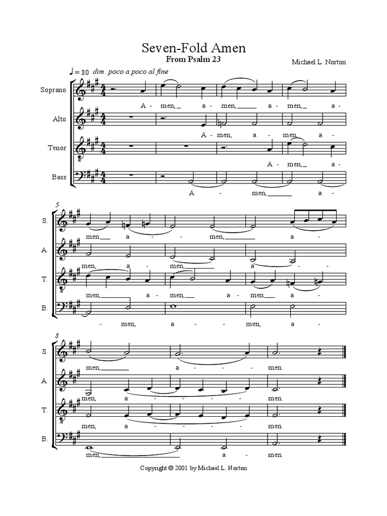 Seven Fold Amen | PDF | Vocal Music | Choral Music