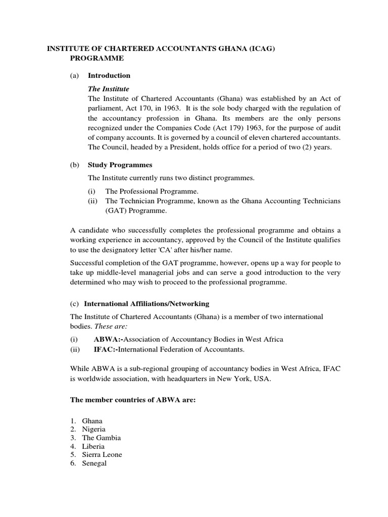 ICA Ghana Course Content and Requirement | PDF | Accounting | Audit