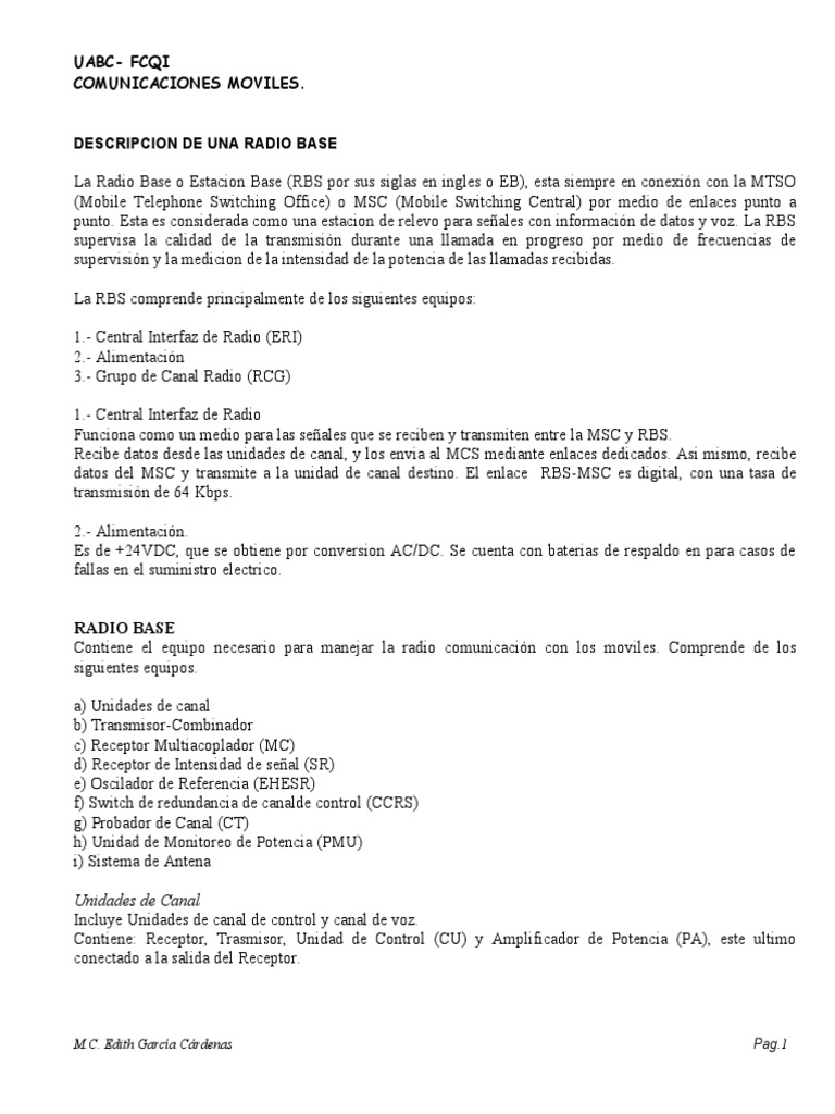 Descripcion de Una Radio Base | PDF | Transmisor | Antena (Radio)