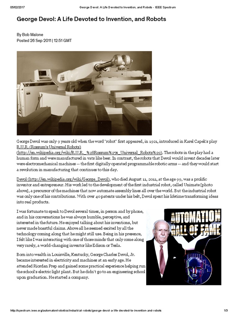 George Devol Ieeespectrum | Engineering | Science And Technology