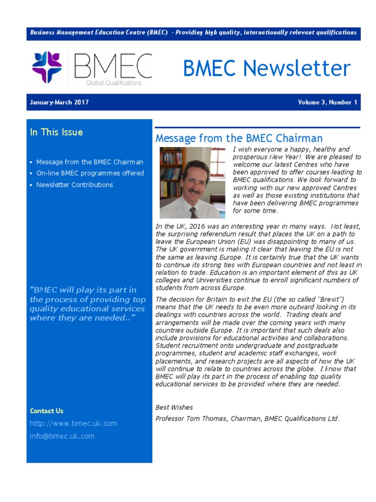 BMEC Newsletter Jan-March 2017 v5 | PDF | Brexit | European Union