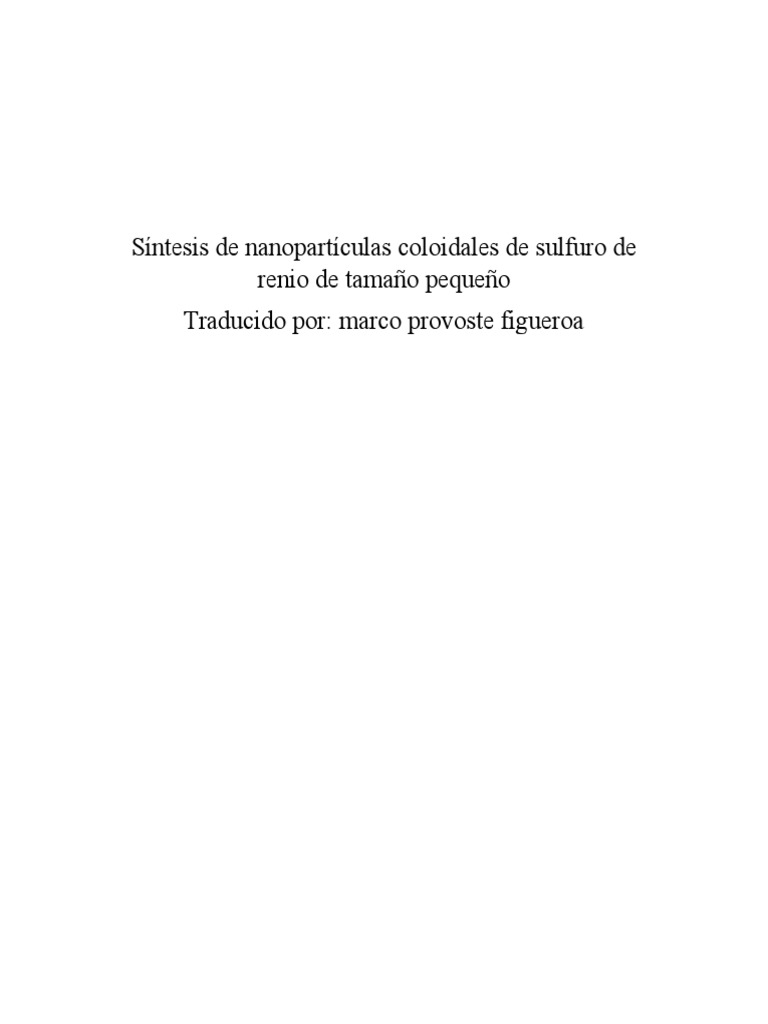 Síntesis de Nanopartículas Coloidales de Sulfuro de Renio de Tamaño ...