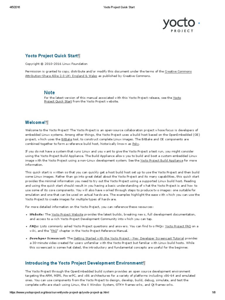 Yocto Project Quick Start | PDF | Linux | Linux Distribution