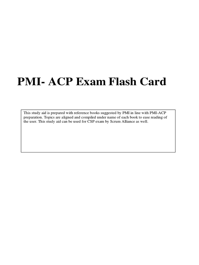 PMI-ACP - Exam Flash Card | PDF | Scrum (Software Development) | Agile ...