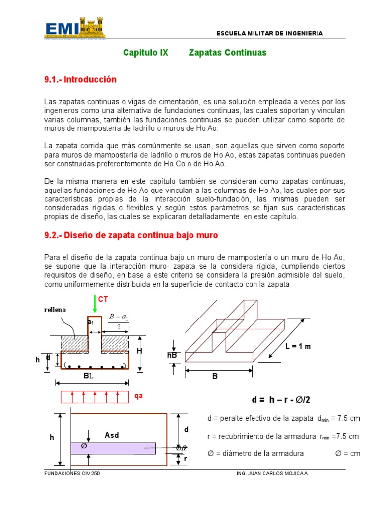 Cap. 9 - Zapatas Continuas.doc | Fundación (Ingeniería) | Materiales