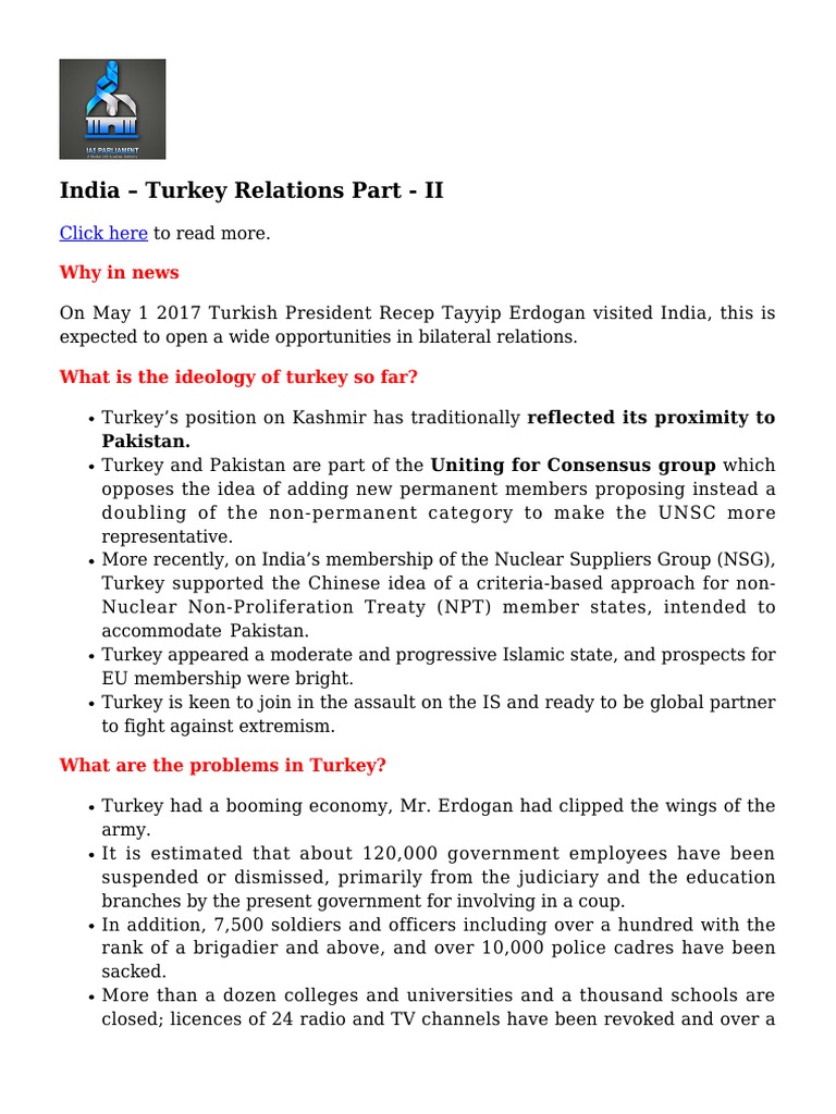 India Turkey Relations Part II | PDF | Turkey | Recep Tayyip Erdoğan