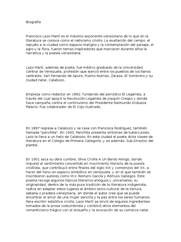 Biografía de Francisco Lazo Martin | Descargar gratis PDF | Venezuela ...