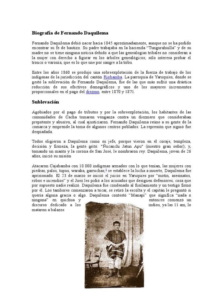 Biografía de Fernando Daquilema | PDF | Historia