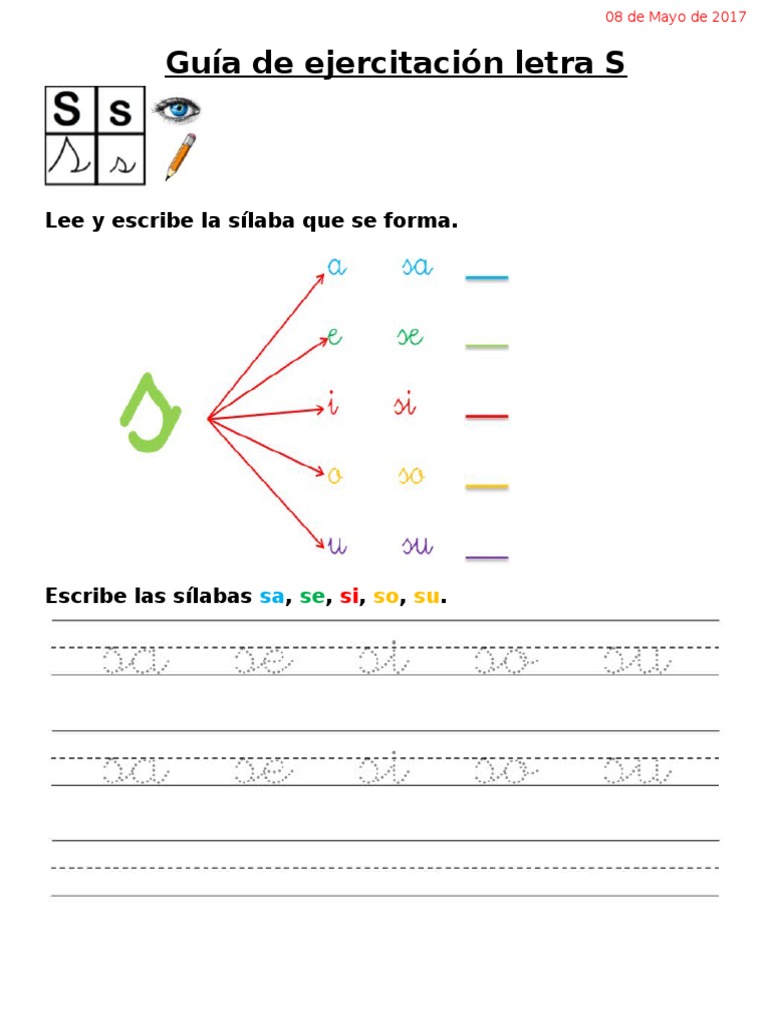 Guía de Ejercitación Letra S | PDF
